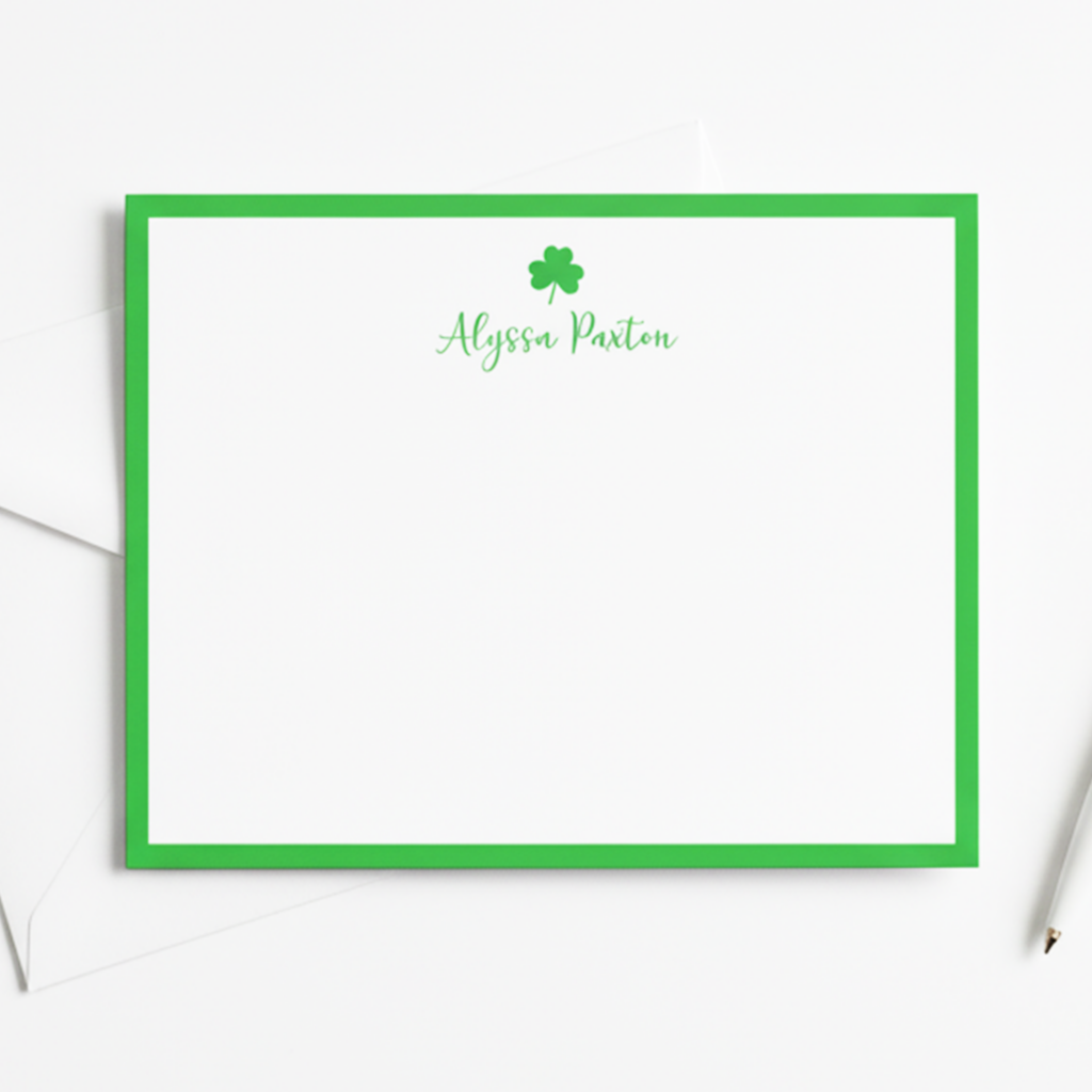Personalized Shamrock Note Cards Set | Lafayette Papers