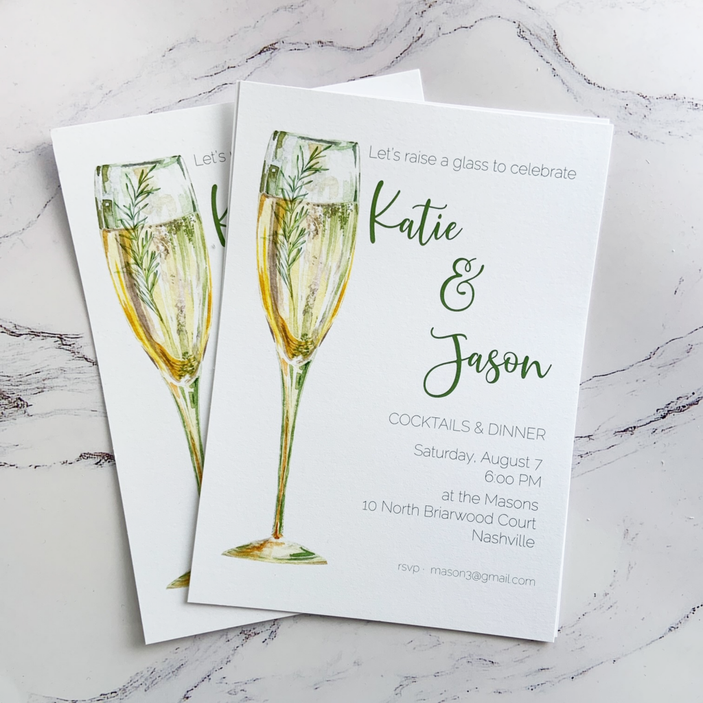 Engagement Party Invitations, Champagne Glass Invite, Couples Shower ...