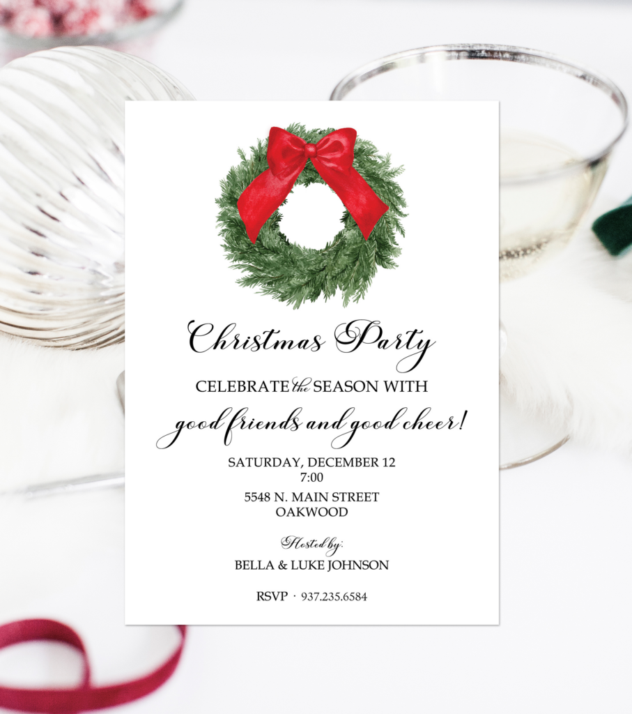Holiday Party Invitation Christmas Wreath | Lafayette Papers
