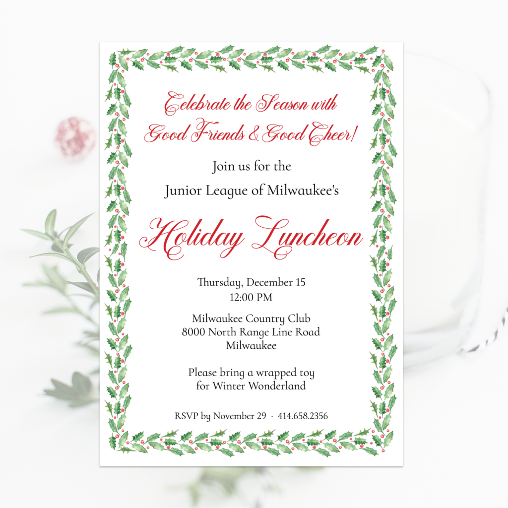 Holly Border Christmas Party Invitation | Lafayette Papers