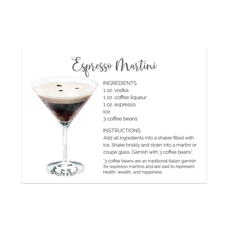 Cocktail Espresso Martini Recipe Card | Lafayette Papers